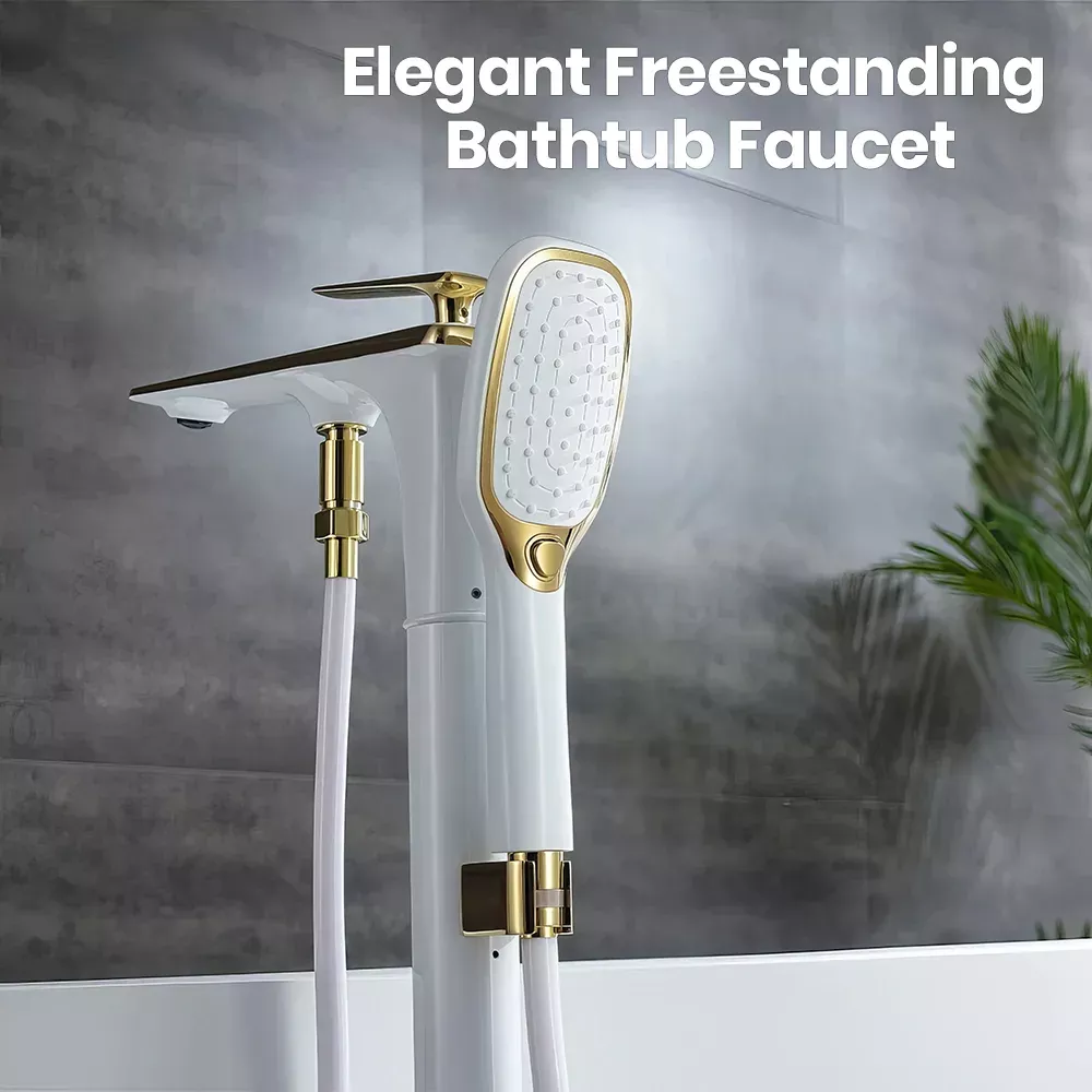Elegant Freestanding Bathtub Faucet - Dual Control Mixer with Ceramic Valve