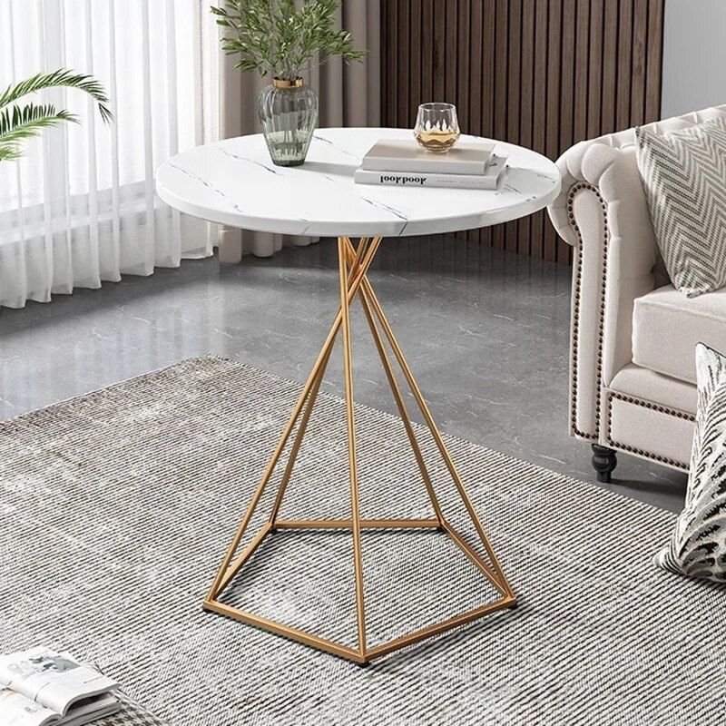 Minimalist Modern Round Coffee Table with Storage - Chic Nordic Side Table