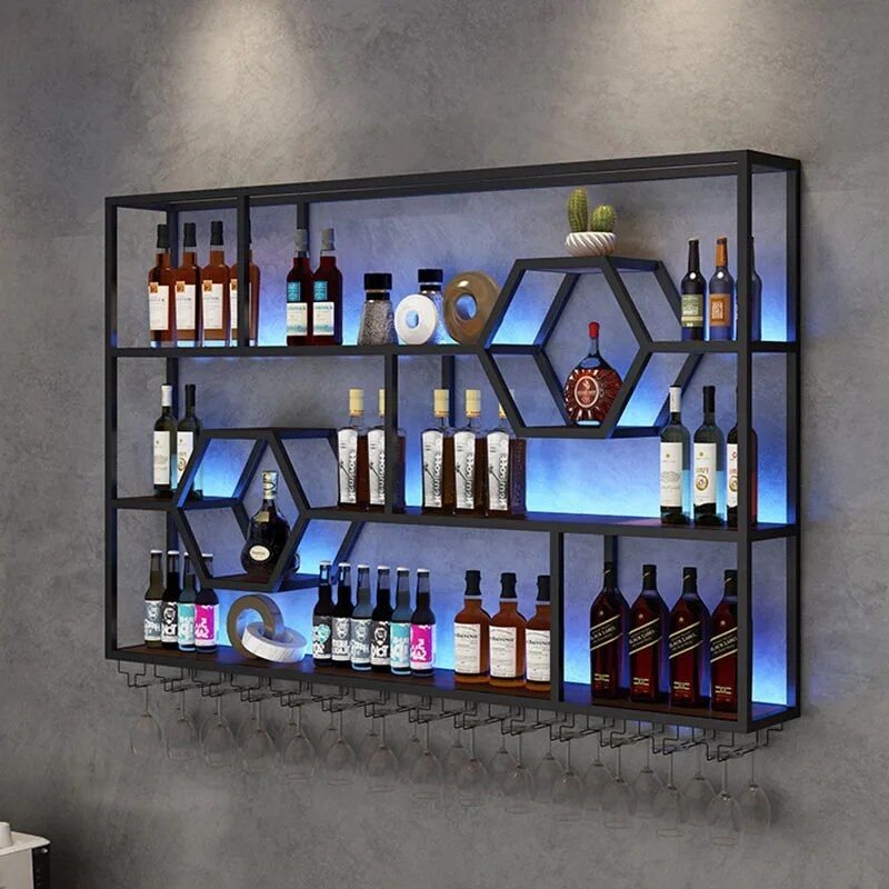 Modern Industrial Wall-Mounted Wine Rack