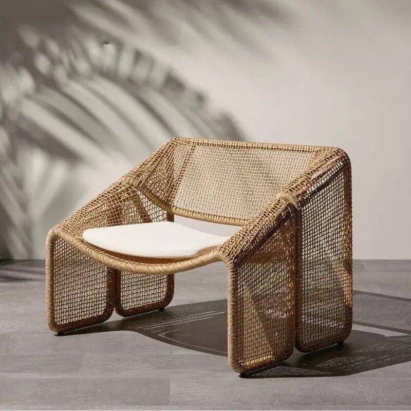 Modern Nordic Rattan Lounge Chair - Elegant Velvet Outdoor/Indoor Sofa ...