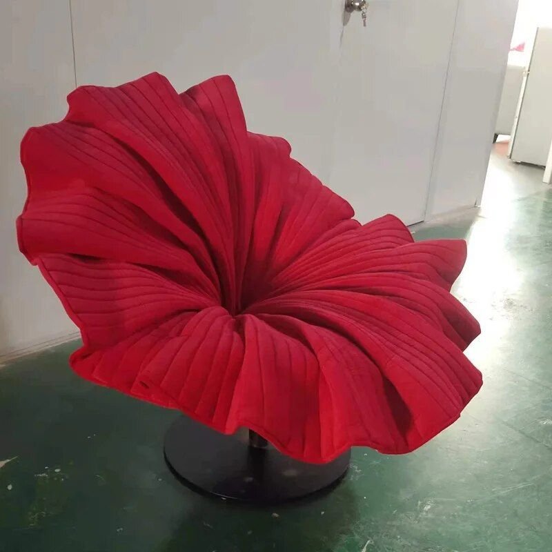 Modern Nordic Swirl Lounge Chair - Fiberglass Flower Petal Design with ...