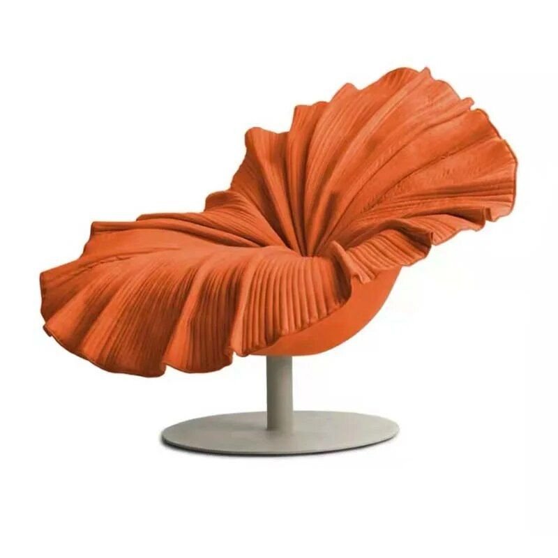 Modern Nordic Swirl Lounge Chair - Fiberglass Flower Petal Design with ...