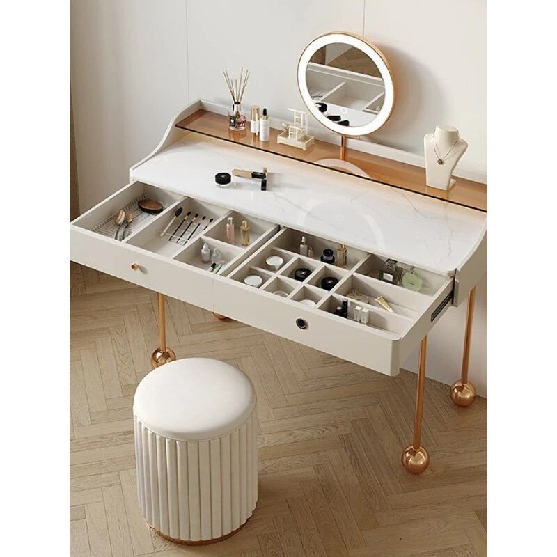 Modern Simplicity Stone Plate Dressing Table with Smart Fingerprint ...