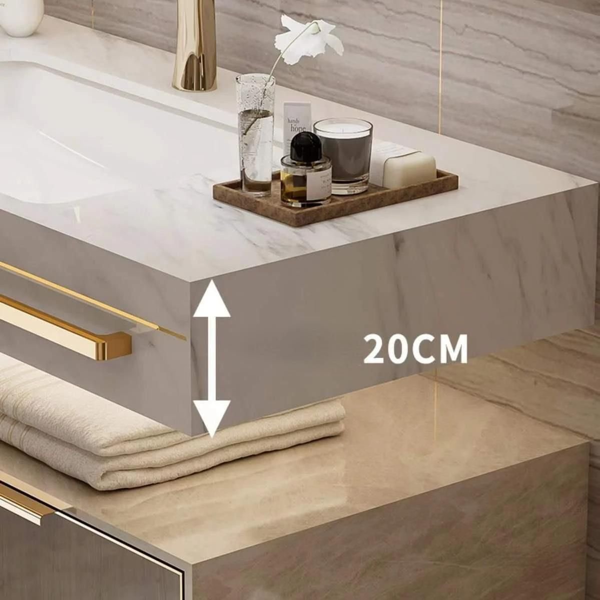 Modern Slate Wall-Hung Double Washbasin with Smart Mirror